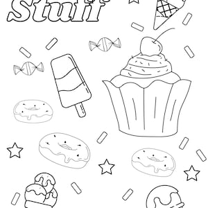 20 PAGE Sweet Stuff PDF Printable Coloring Pages Digital Design. Ice ...