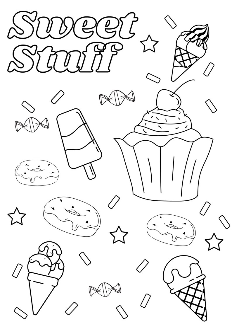 20 PAGE Sweet Stuff PDF Printable Coloring Pages Digital Design. Ice ...