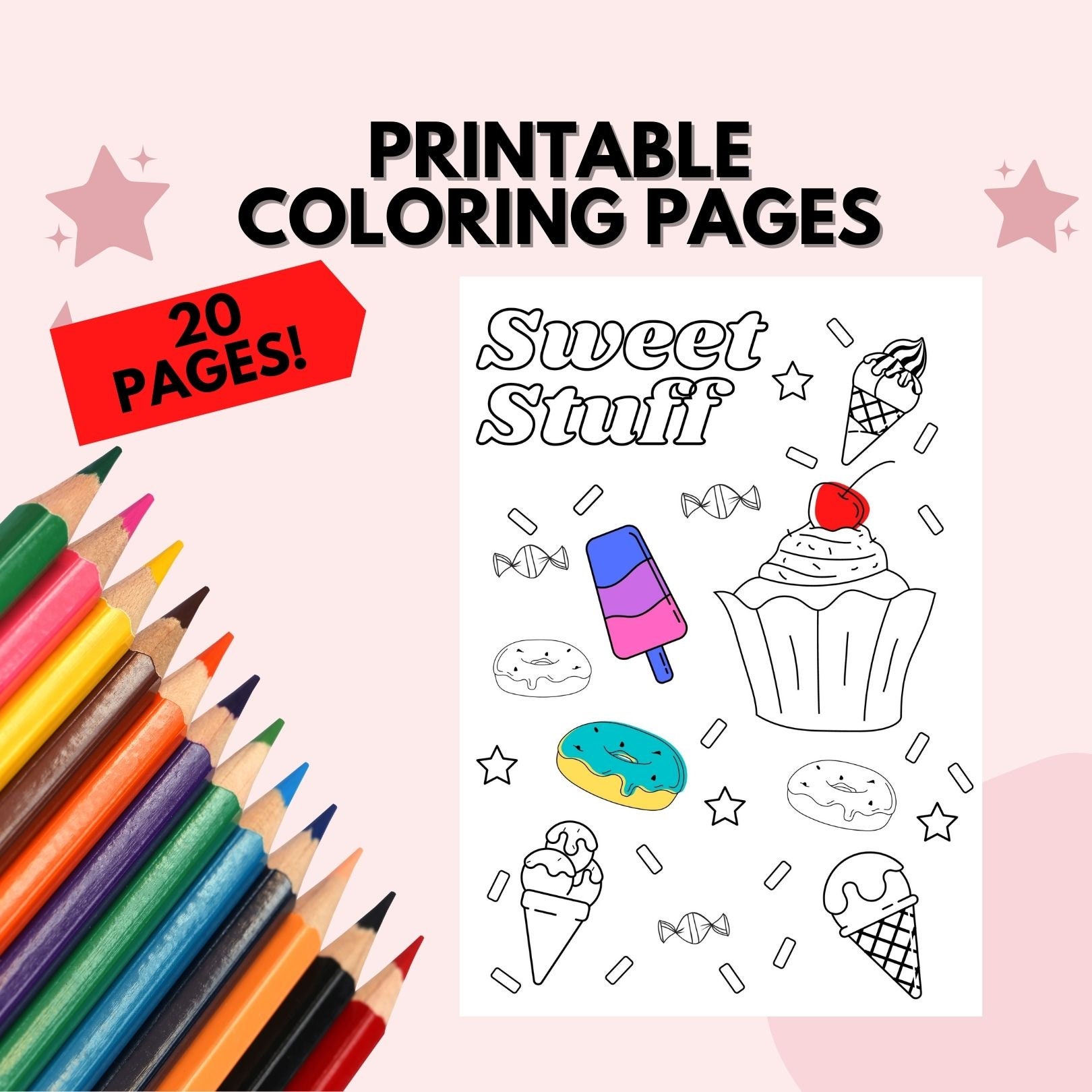 20 PAGE Sweet Stuff PDF Printable Coloring Pages Digital Design. Ice ...