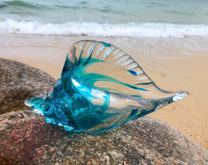 Hand Blown Glass Seashell Sculpture - Etsy