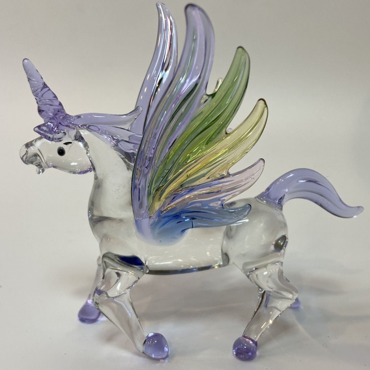 Glass Unicorn Statue Rainbow Hand Blown Decorative Figurine - Etsy