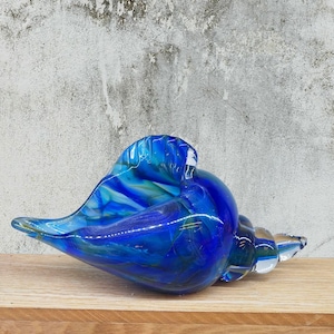 Handmade Blown Small Blue Conch Shell Art Glass Sculptures Beach ...