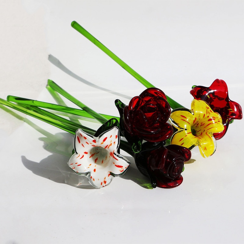 Blown Glass Flowers - Etsy