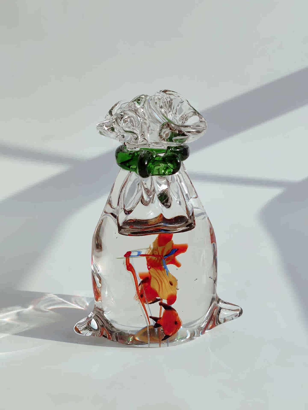 Murano Glass Goldfish, Red Fish in A Bag of Water, Goldfish Figurine ...