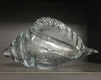 Blue Transparent Conch Shell Art Glass Sculptures Home Decor | Etsy