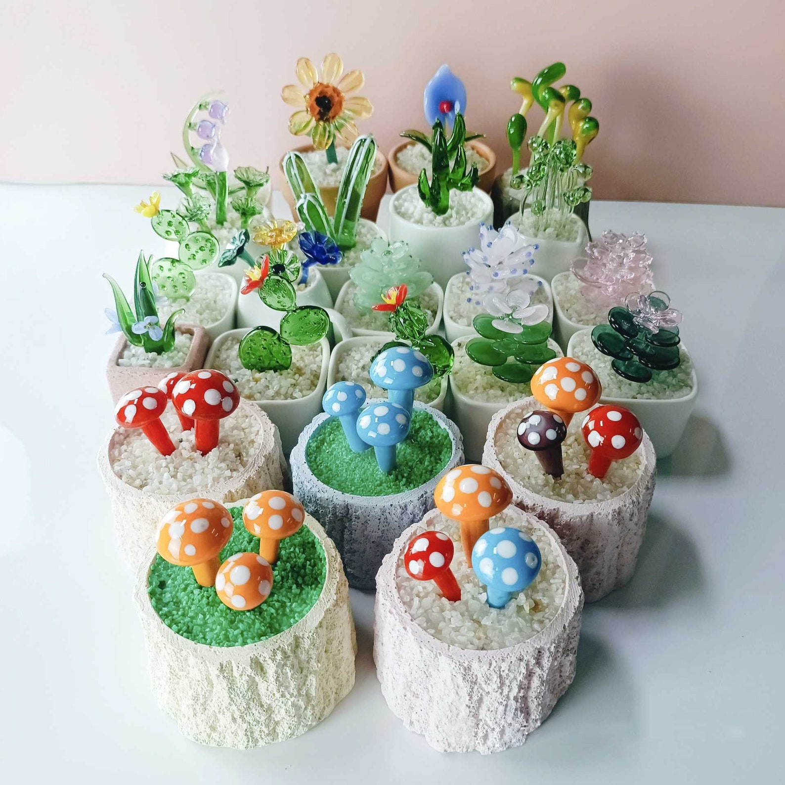 Handmade Glass Cactus Miniature Cactus Succulents Plant Ornament Cactus ...