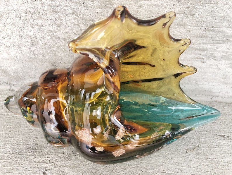 Handmade Blown Colorful Conch Shell Art Glass Sculptures Beach - Etsy