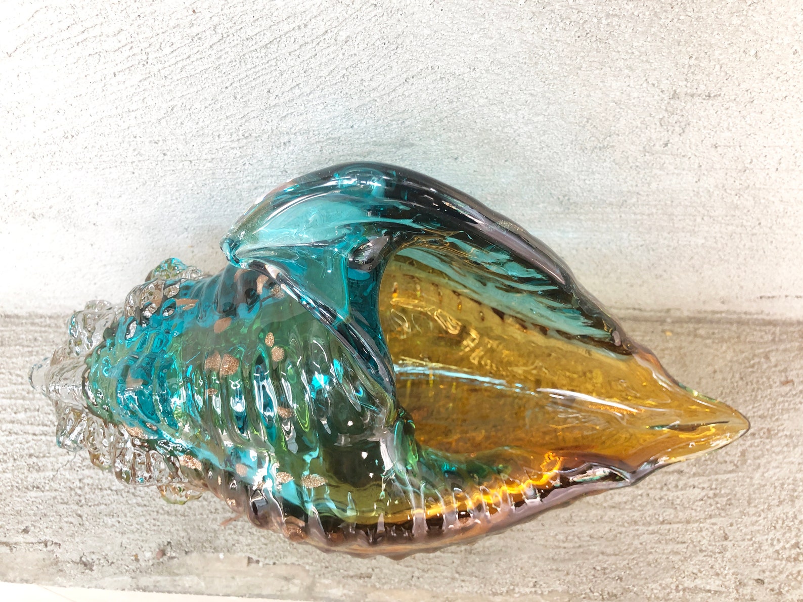Handmade Blown Colorful Conch Shell Art Glass Sculptures Beach ...