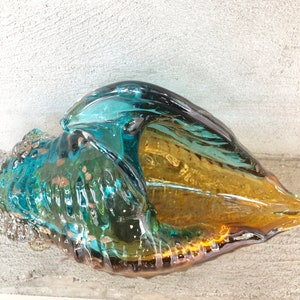 Handmade Blown Colorful Conch Shell Art Glass Sculptures Beach ...