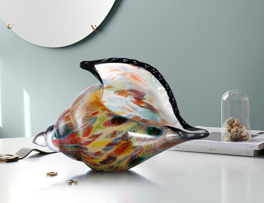 Handmade Blown Colorful Conch Shell Art Glass Sculptures Beach ...