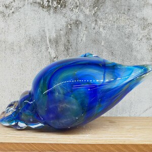 Handmade Blown Small Blue Conch Shell Art Glass Sculptures Beach ...