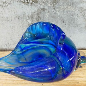 Handmade Blown Small Blue Conch Shell Art Glass Sculptures Beach ...
