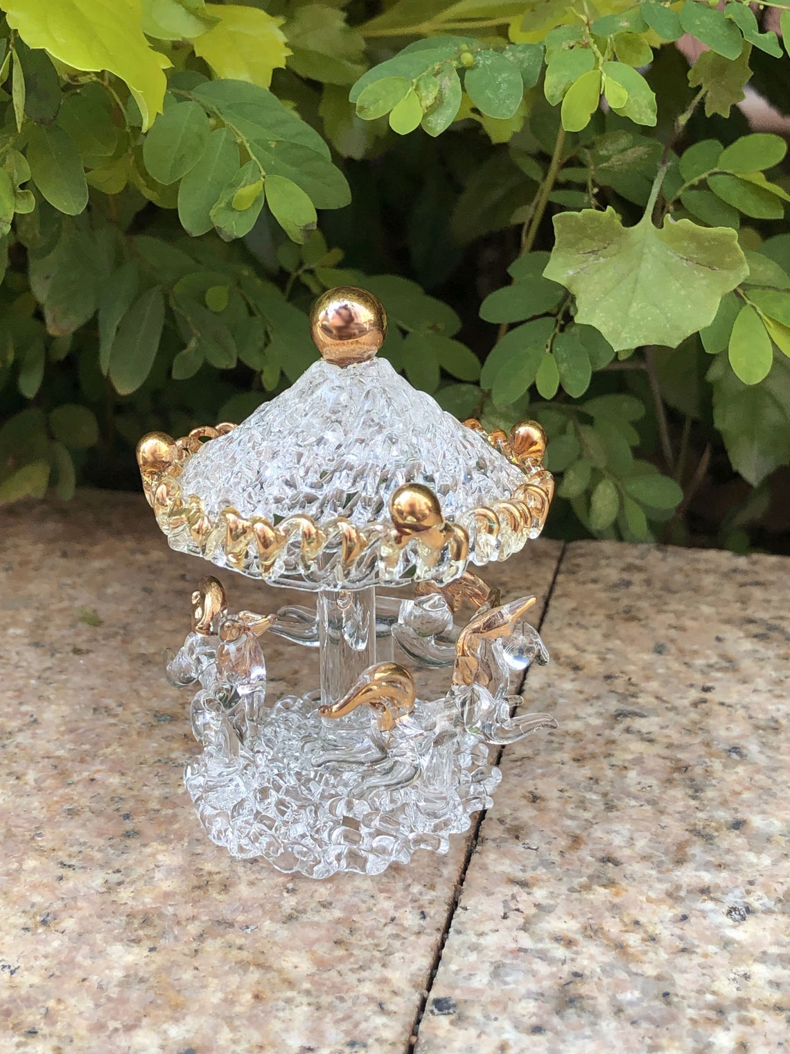 Handmade Carousel Glass Figurine Table Decor Holiday - Etsy