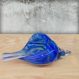 Handmade Blown Small Blue Conch Shell Art Glass Sculptures Beach ...