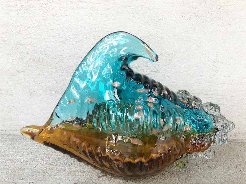 Handmade Blown Colorful Conch Shell Art Glass Sculptures Beach - Etsy