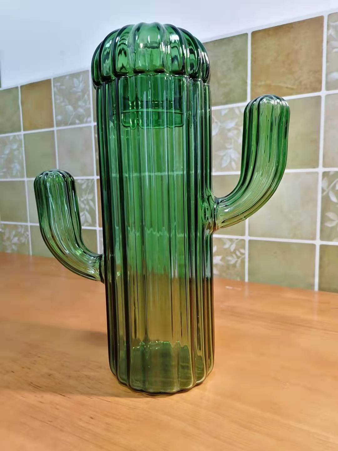 Hand Blown Cactus Glass Jar Tea Can Candy Jar Glass Storage Containers ...