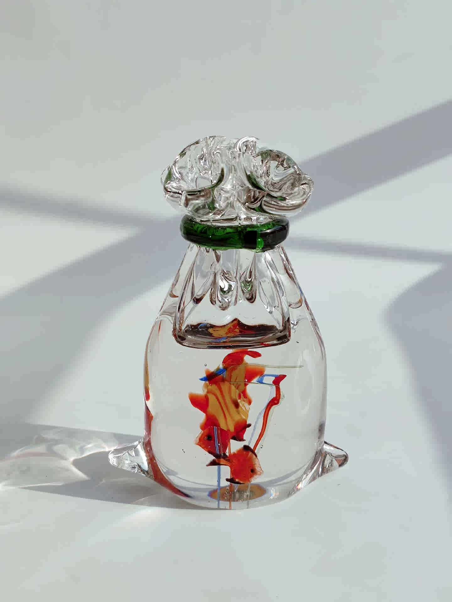 Murano Glass Goldfish, Red Fish in A Bag of Water, Goldfish Figurine ...