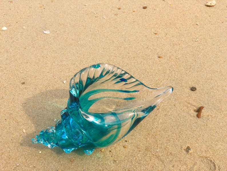 Blue Transparent Conch Shell Art Glass Sculptures Home Decor - Etsy