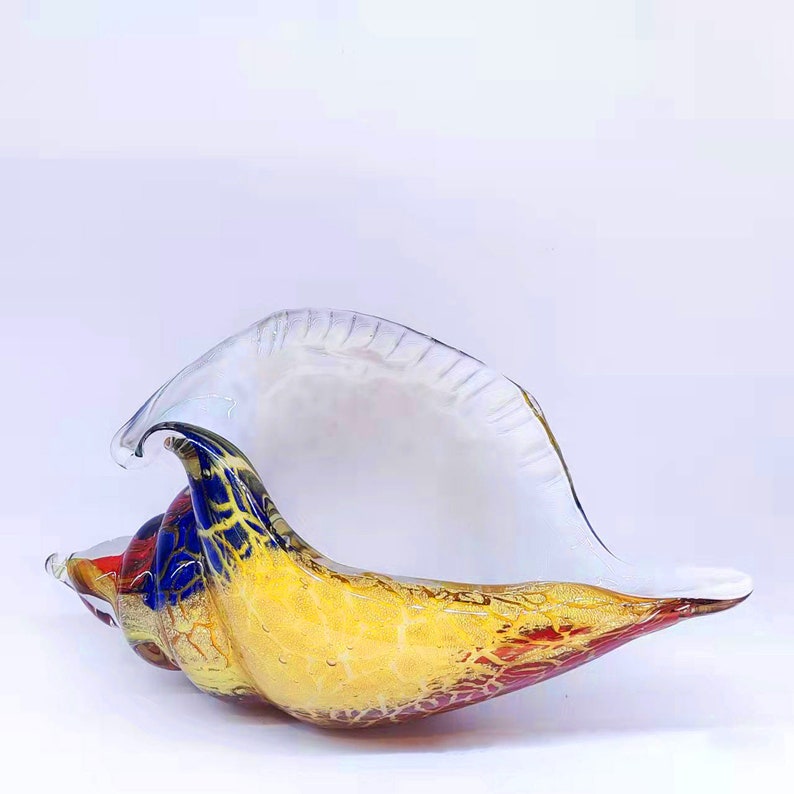 Handmade Colorful Conch Shell Art Glass Sculptures Beach - Etsy