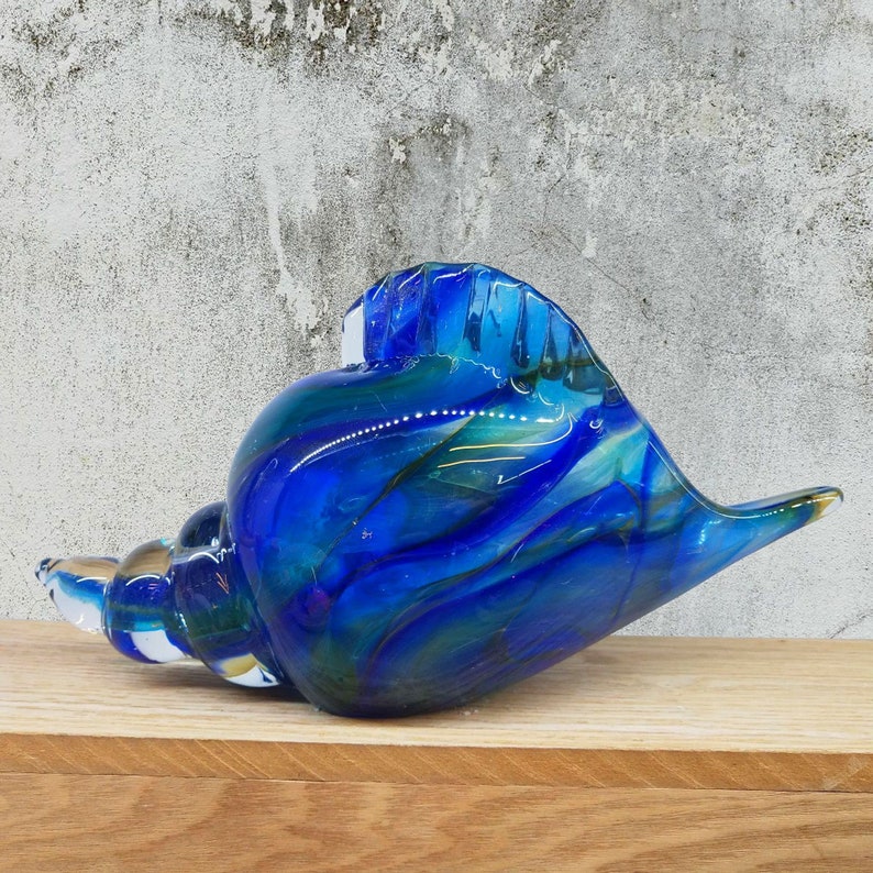 Handmade Blown Klein Blue Conch Shell Art Glass Sculptures - Etsy