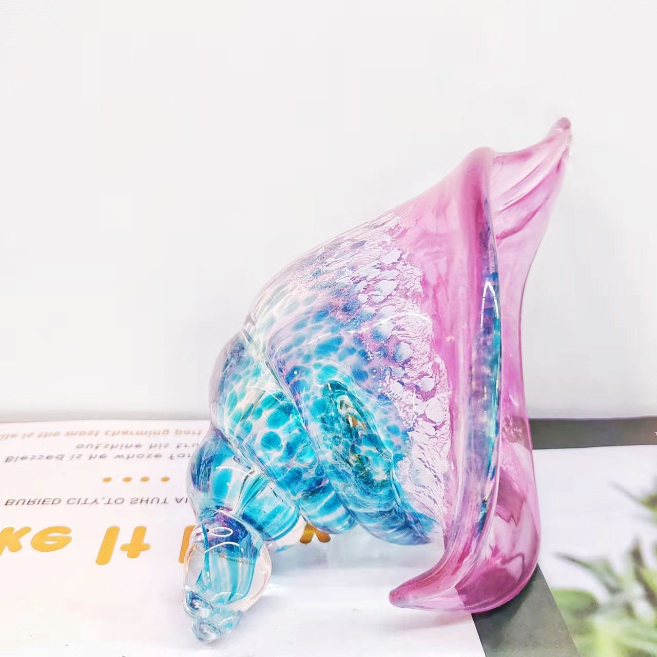 Handmade Blown Pink Blue Pastel Color Conch Shell Art Glass - Etsy