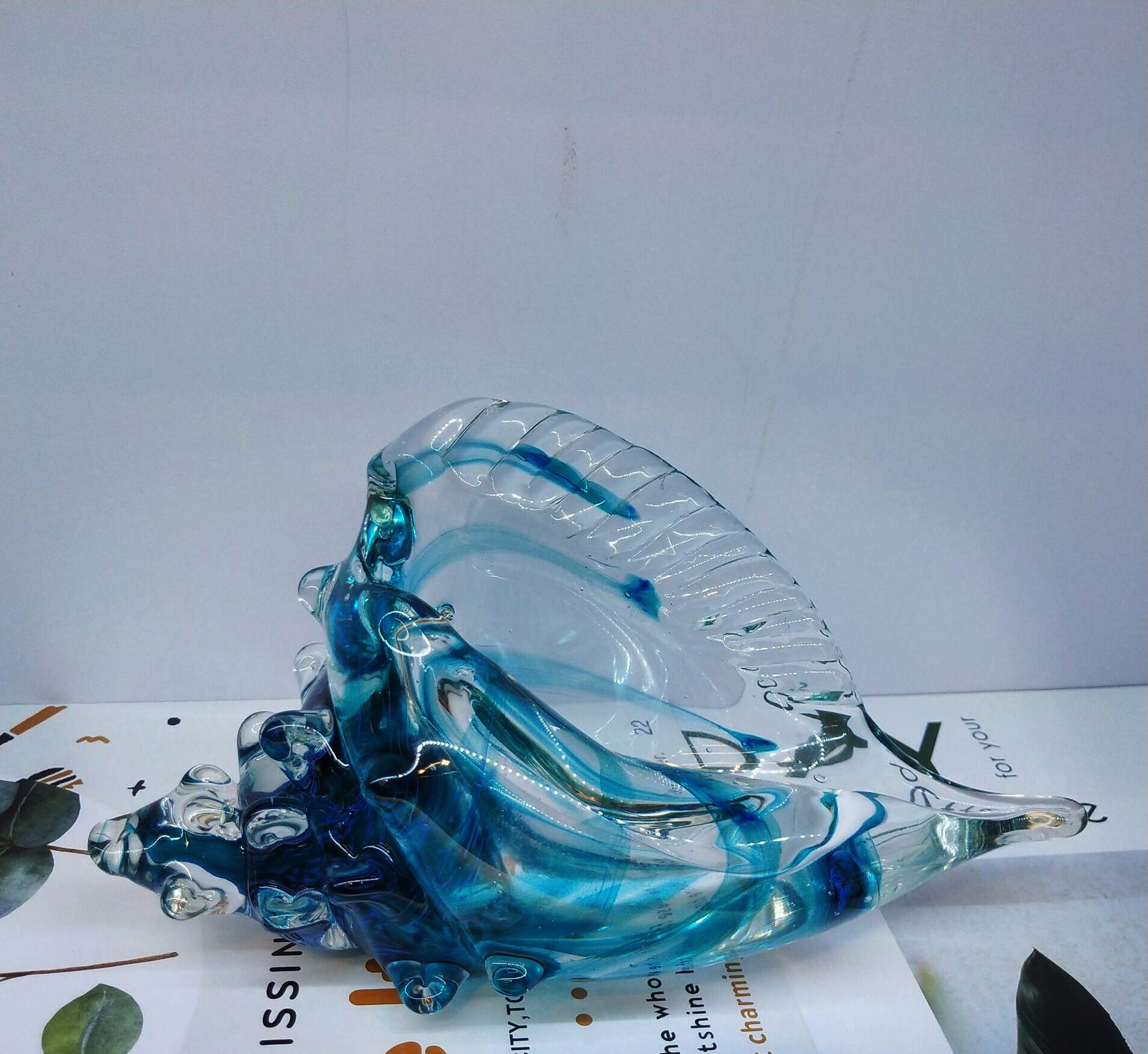 Blue Transparent Conch Shell Art Glass | Etsy UK