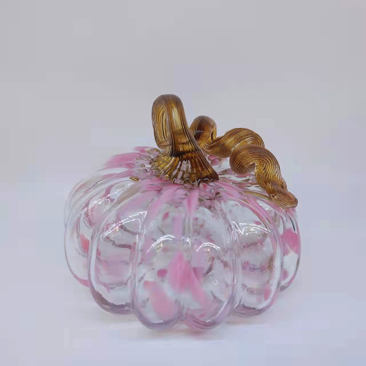 Hand Blown Pink Cherry Blossom Glass Pumpkin Perfect Gift for - Etsy