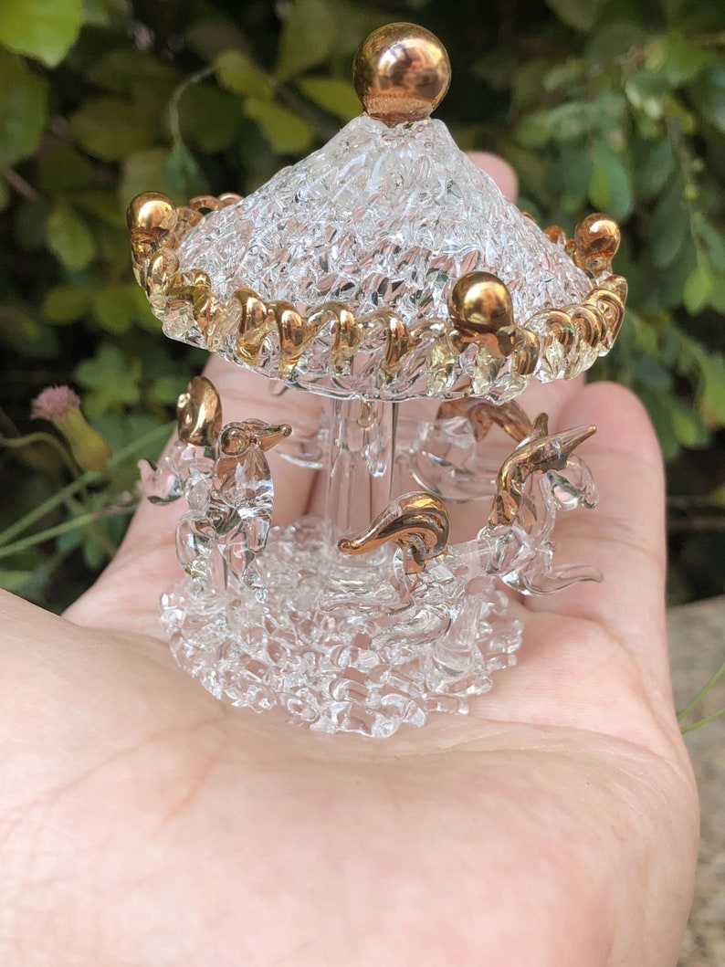Handmade Carousel Glass Figurine Table Decor Holiday - Etsy