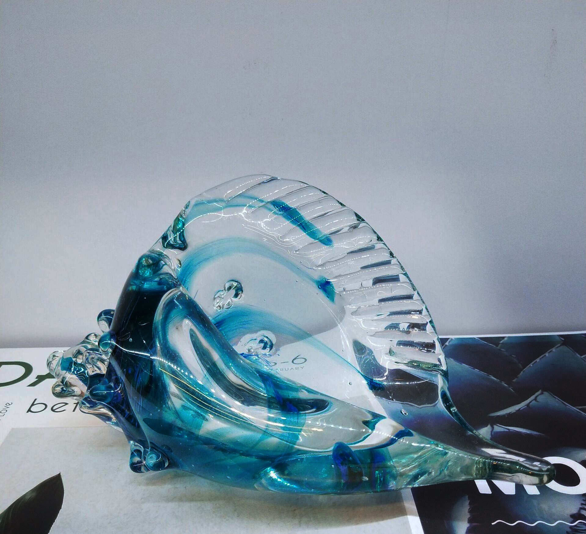 Blue Transparent Conch Shell Art Glass | Etsy UK