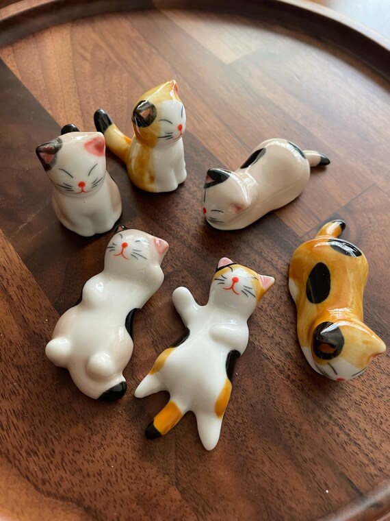 Set of 6 Ceramic Cat Figurine Miniature Cat Cute Pet Kitty Cat | Etsy
