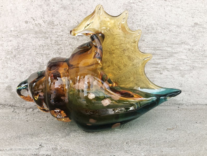 Handmade Blown Colorful Conch Shell Art Glass Sculptures Beach - Etsy