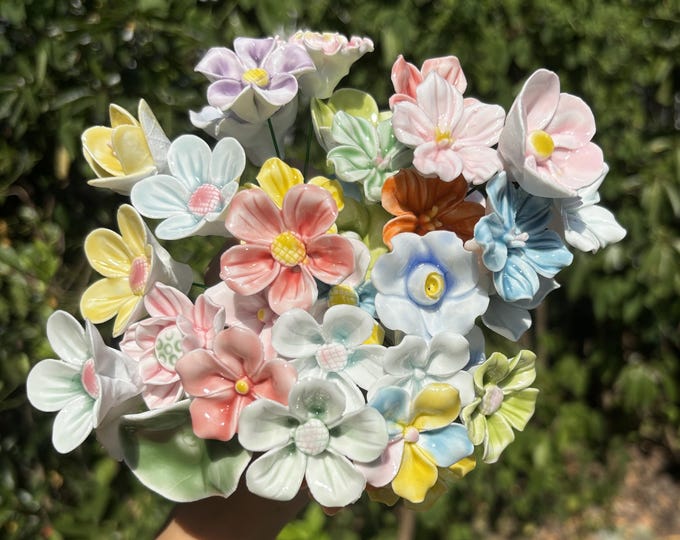 Ceramic Forget Me Not, Handmade Forget Me Not, Ceramic Blue Flowers ...