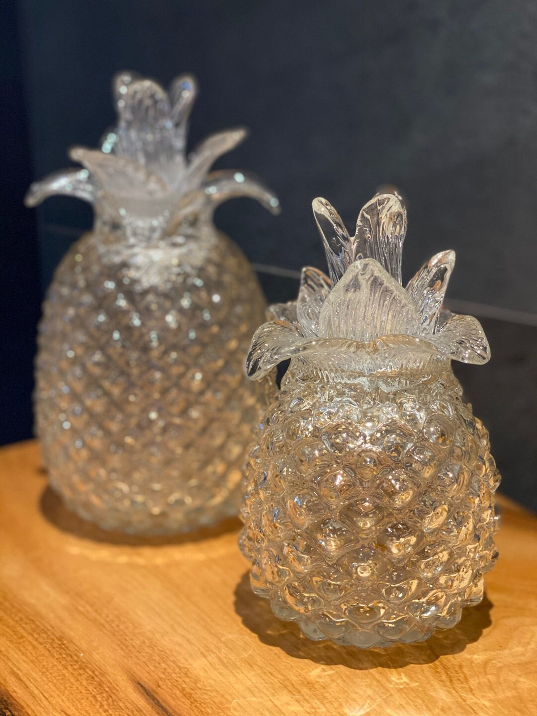 Handmade Glass Pineapple Sculpture Ornament Blown Glass Pineapple Murano Style Glass Fruit Decor ...