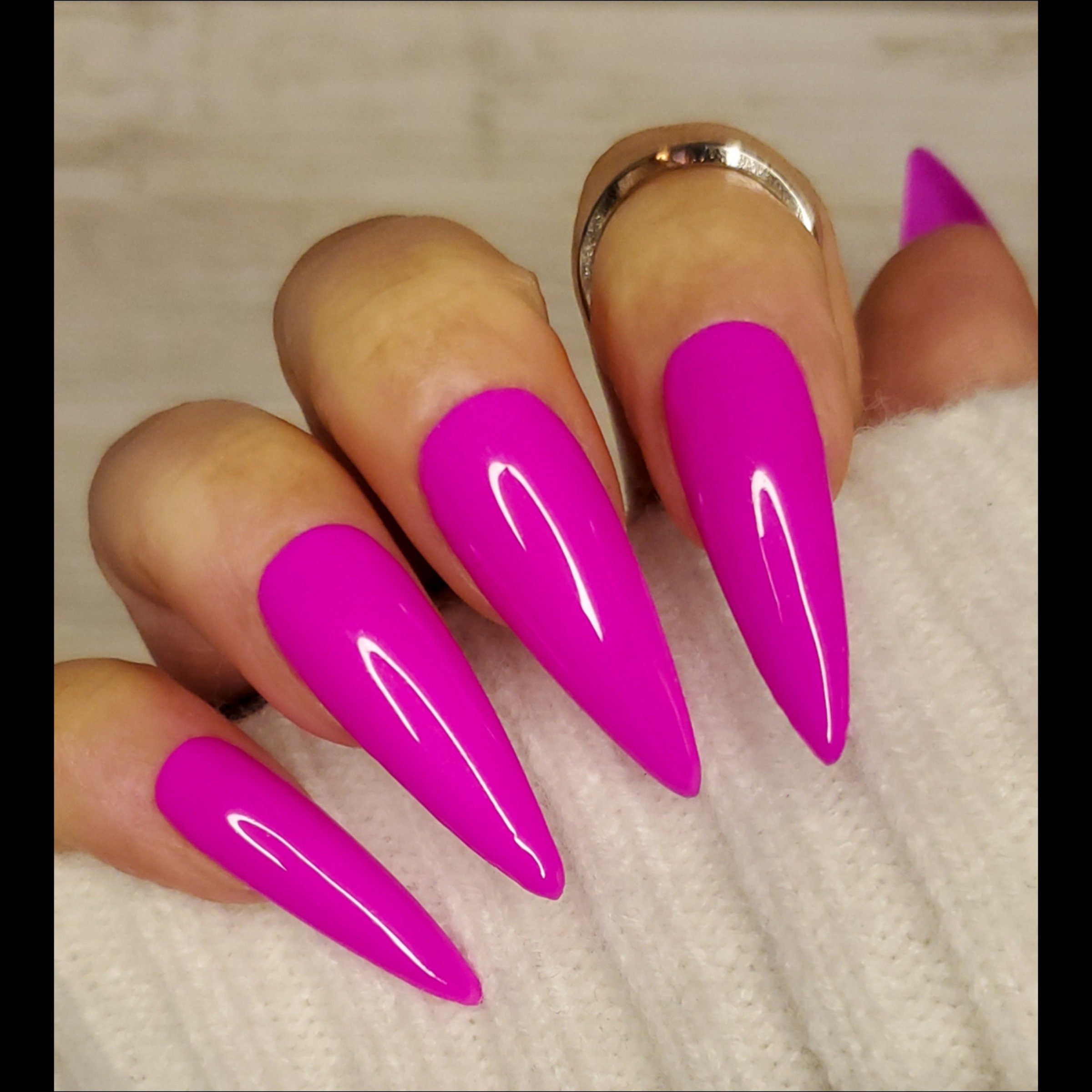 Pink Matte Stiletto Nails