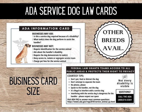 Printable ADA Service Dog Cards ADA Law Cards & Legal | Etsy