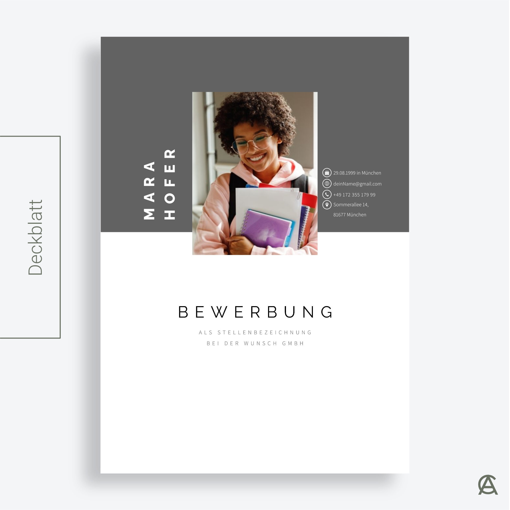 Student Application Template German, With Tabular CV, Cover Letter ...