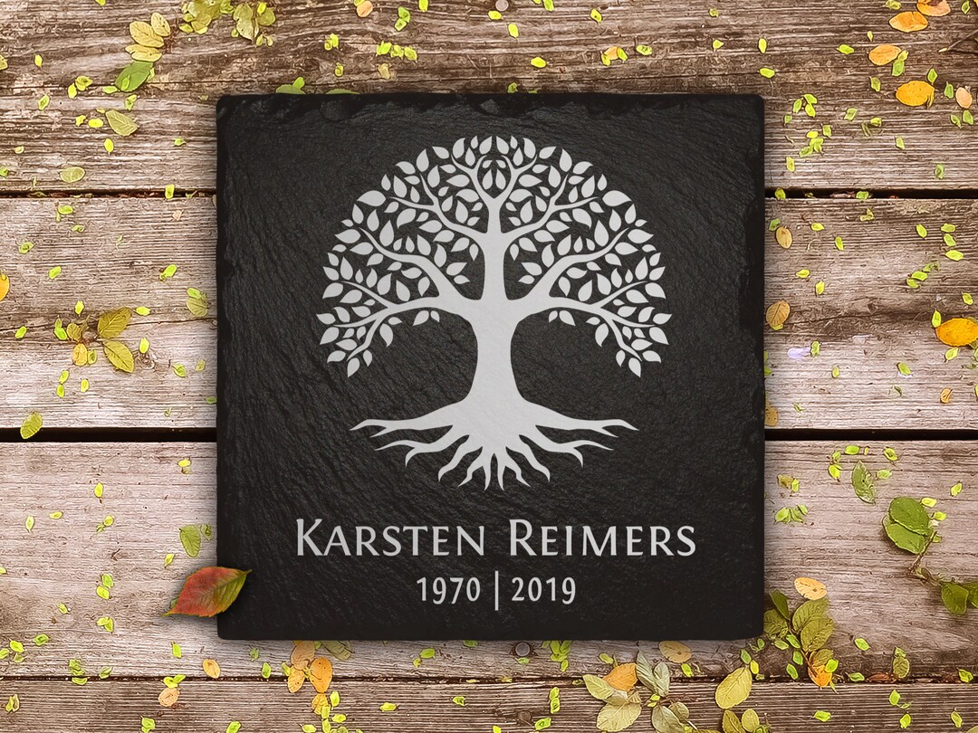 Small Slate Grave Marker With Tree Engraving and Inscription of Your ...