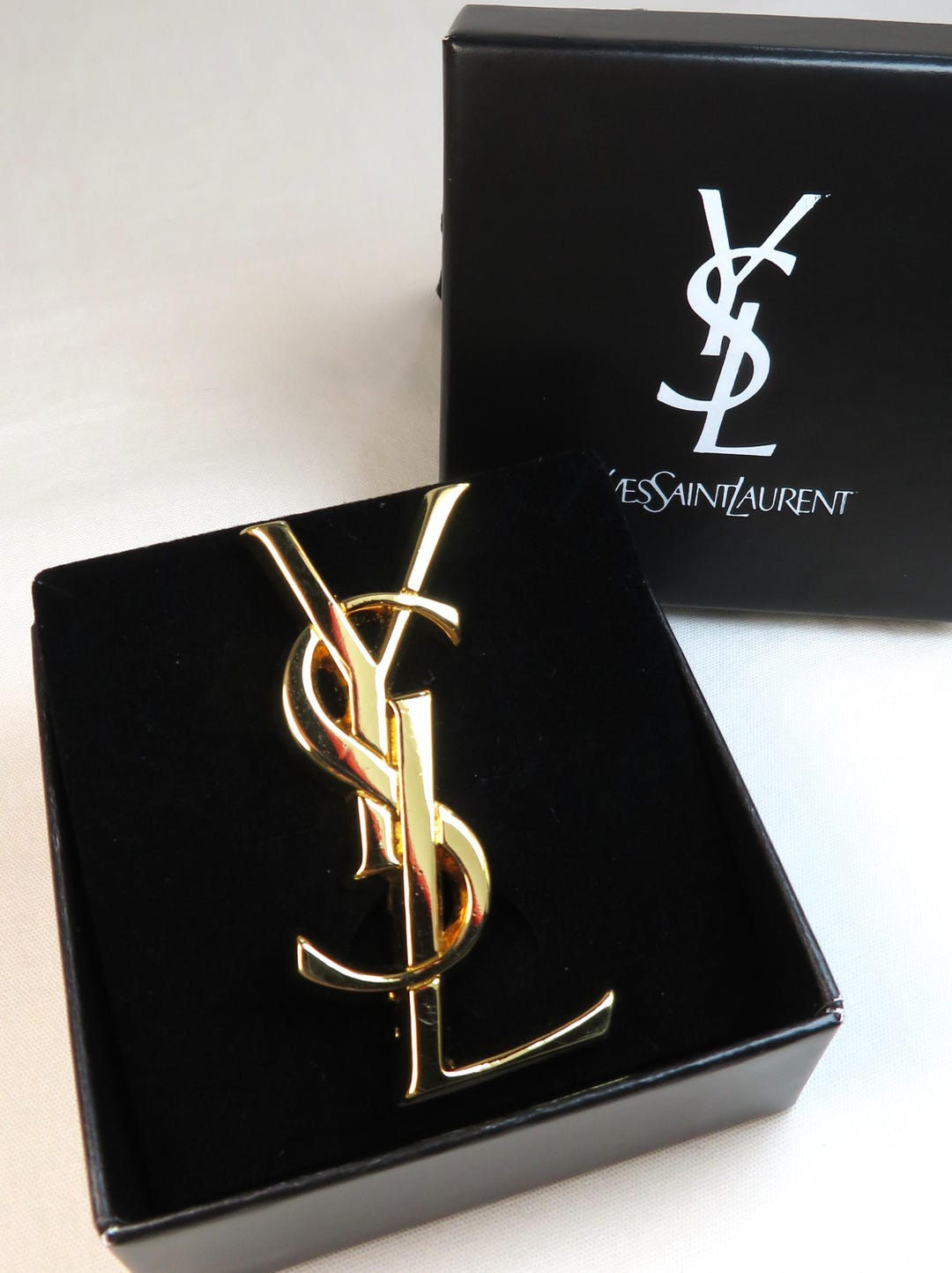 Broche YSL Originale Et Vintage, Dorée à L'or Fin 24 Carats - Etsy