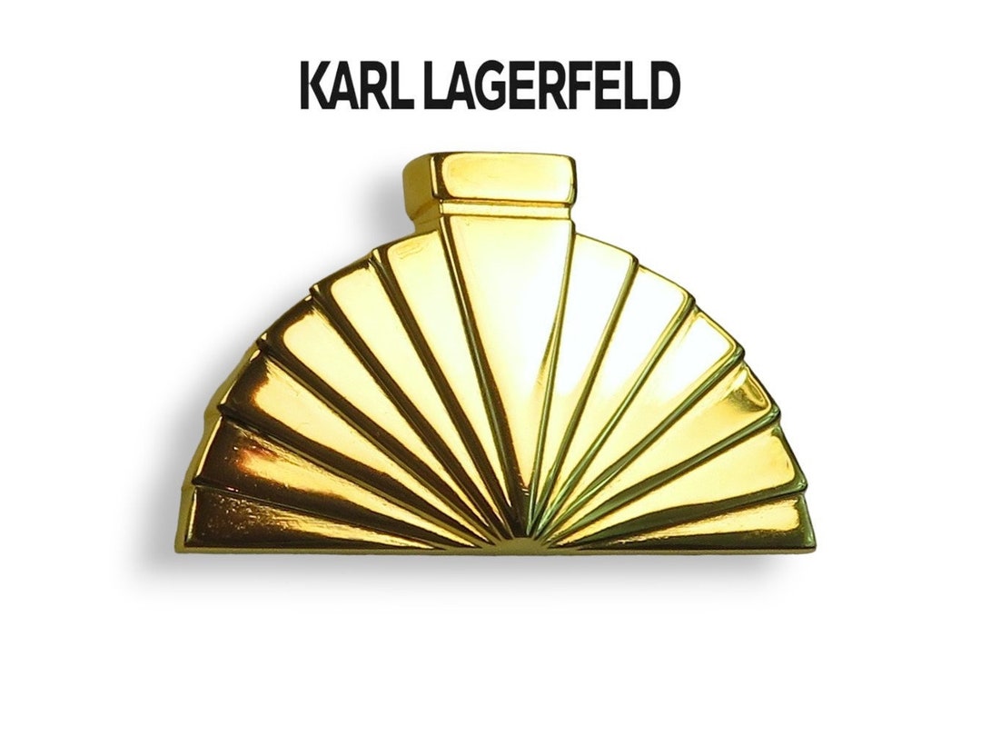 Authentic Vintage Karl Lagerfeld Fan Brooch, Signed and Gilded With 24 ...