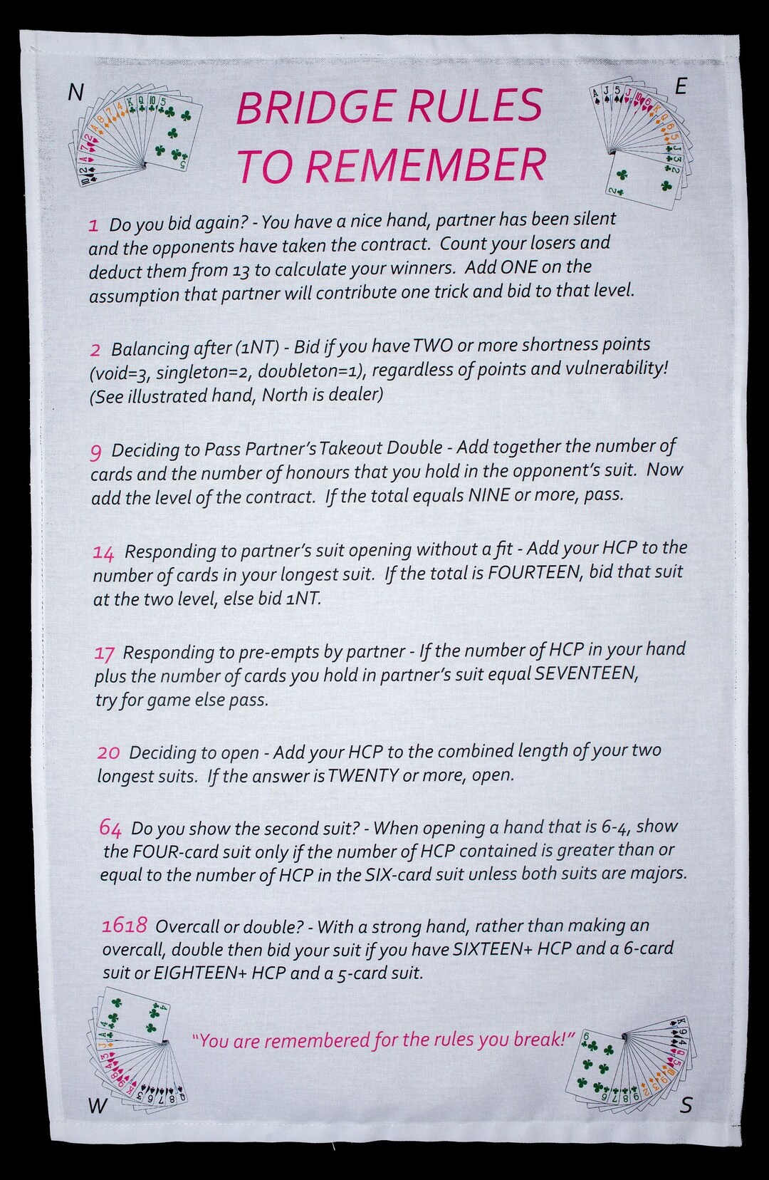 Bridge Rules Tea Towel: Card Game Guide - Etsy UK