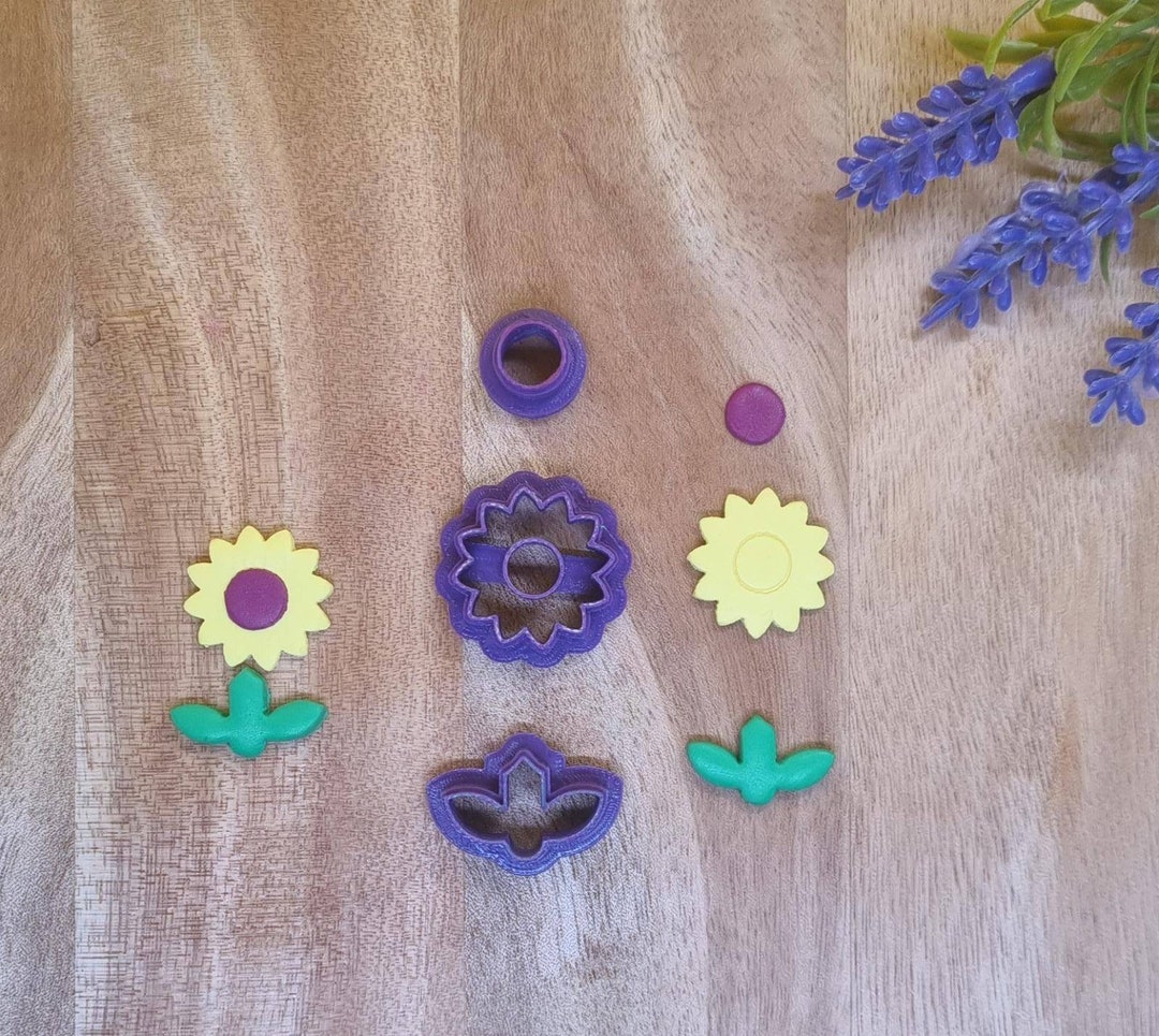 Three Part Sunflower Stem Indent Cutter for Polymer Clay / Embossed ...