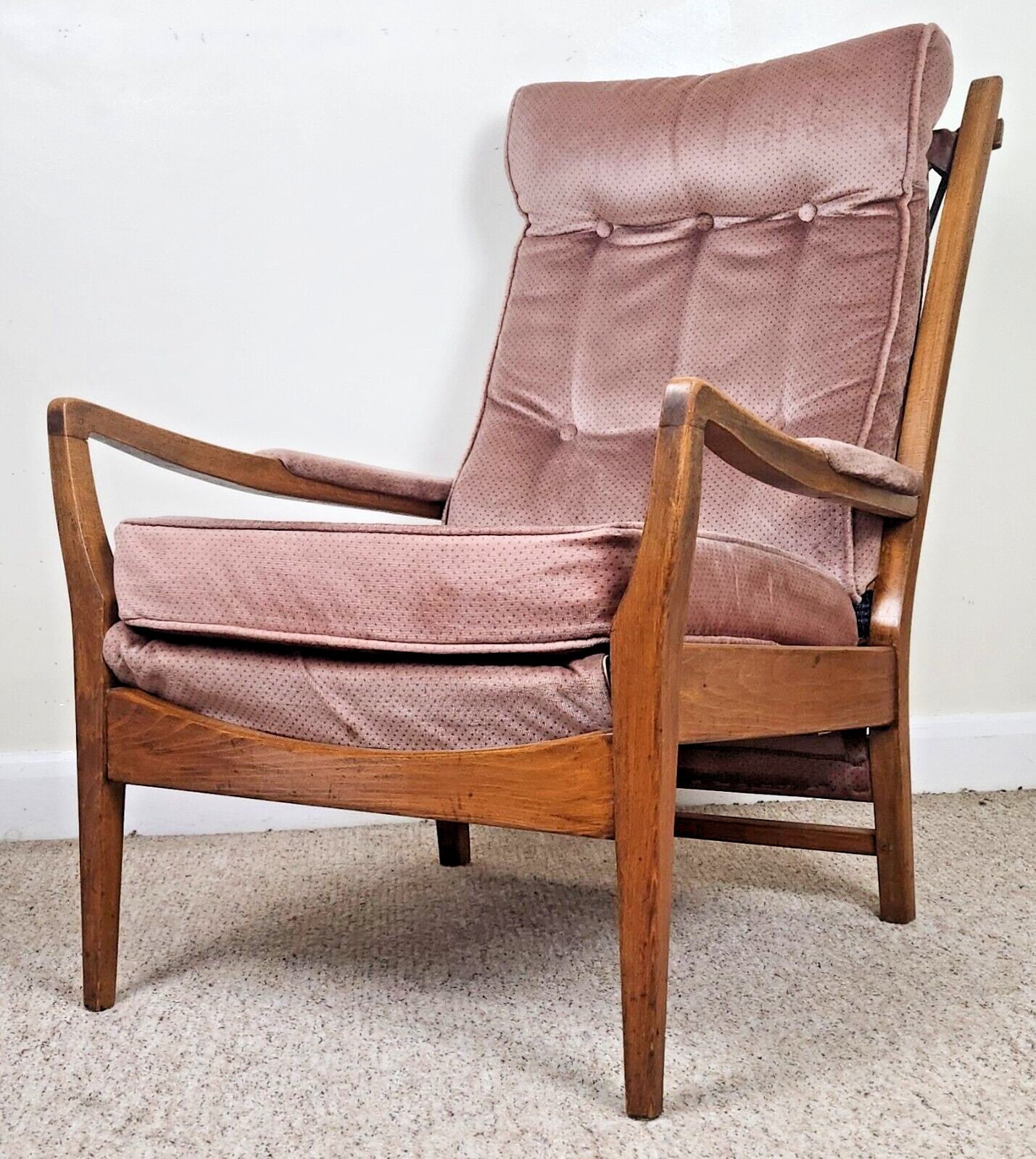 Mid Century Pink Upholstered Cintique Lounge Chair Highback - Etsy UK