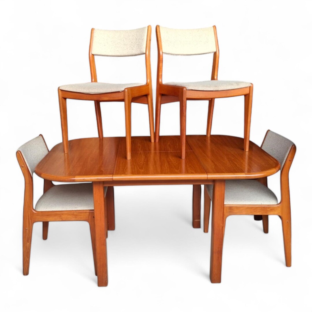 Mid Century D-scan Teak Extending Dining Table and 4 Chairs - Etsy UK