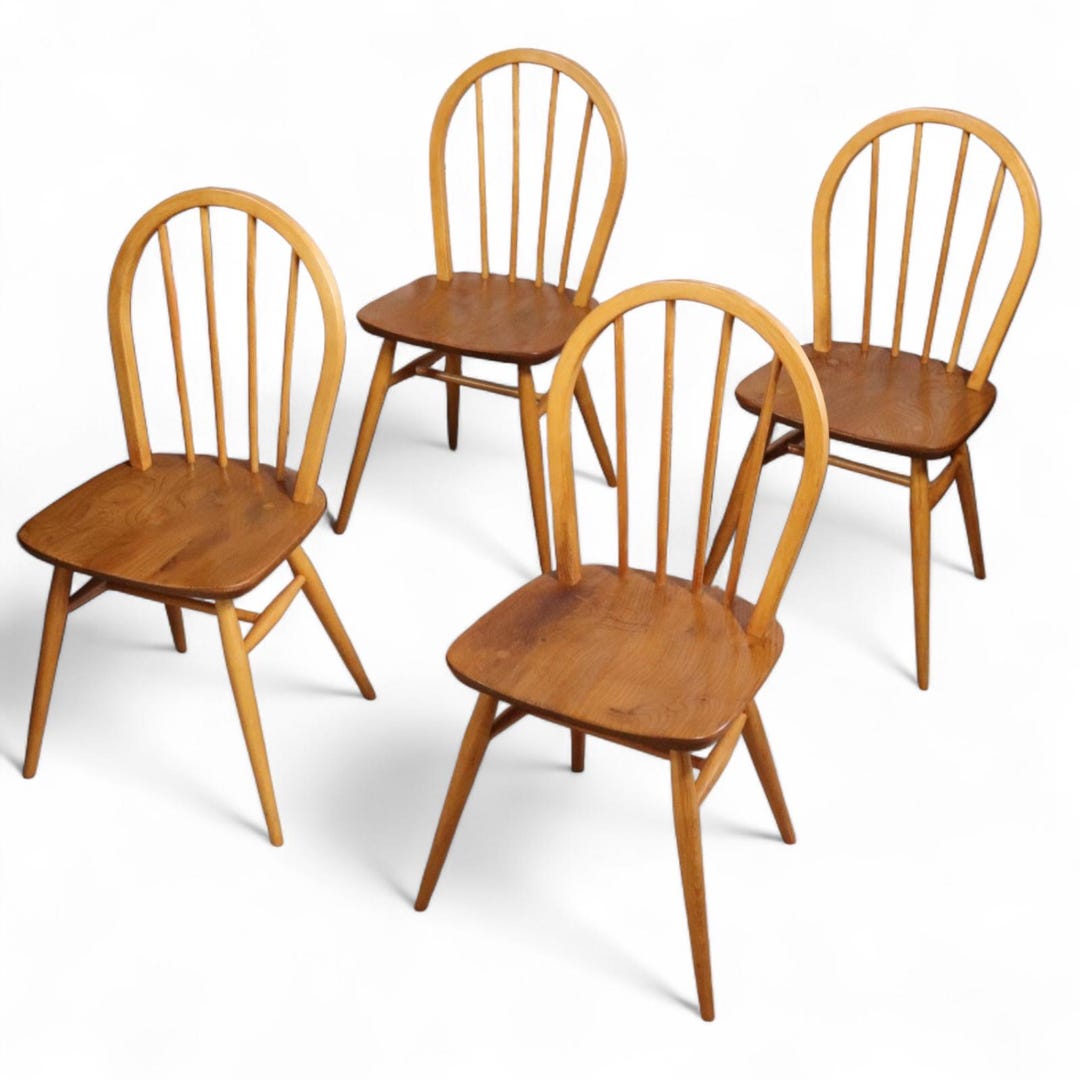 Vintage Set of 4 Ercol Blonde Hoop Back Dining Chairs - Etsy