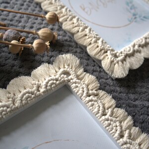 Large Wavy or Straight Edges Macrame Picture Frame Boho Wedding Decor ...