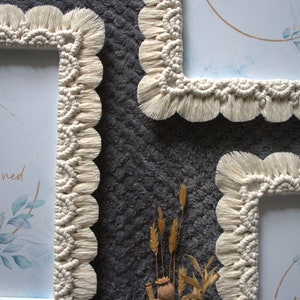 Large Wavy or Straight Edges Macrame Picture Frame Boho Wedding Decor ...