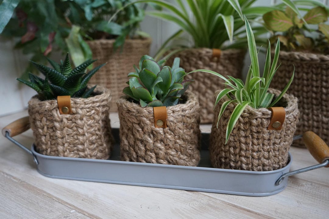 Handmade Jute Crochet Plant Pot: Rustic Boho Basket - Etsy
