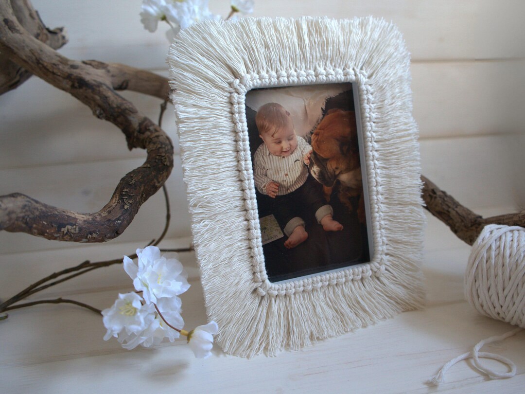 Handmade Macrame Photo Frame: Recycled Cotton Boho Decor - Etsy
