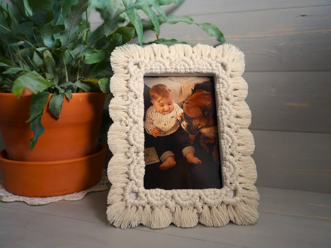 Custom Frame, Lace-patterned Photo Frame, Boho Macrame Picture Frame ...