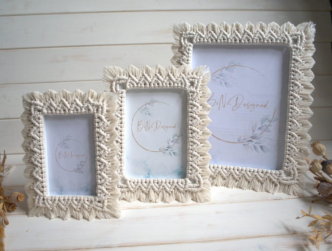 Macrame Photo Frame / Multiple Sizes & Colors / Cord Photo Frame ...